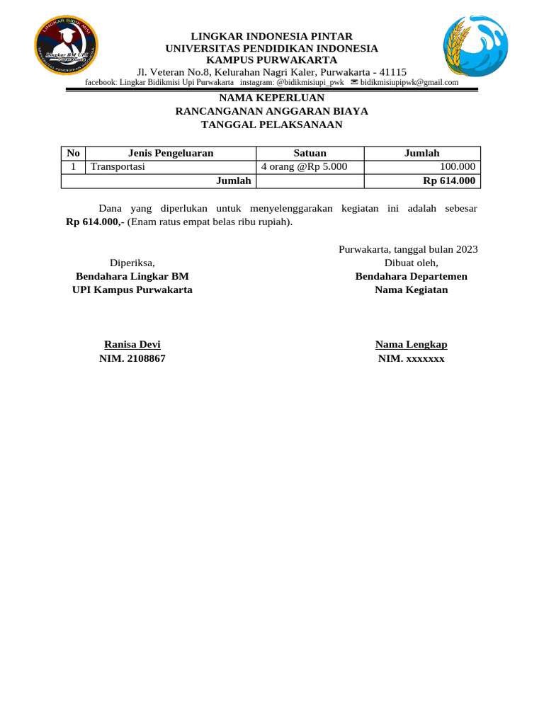 Format Pengajuan RAB Non-Proker[1] | PDF