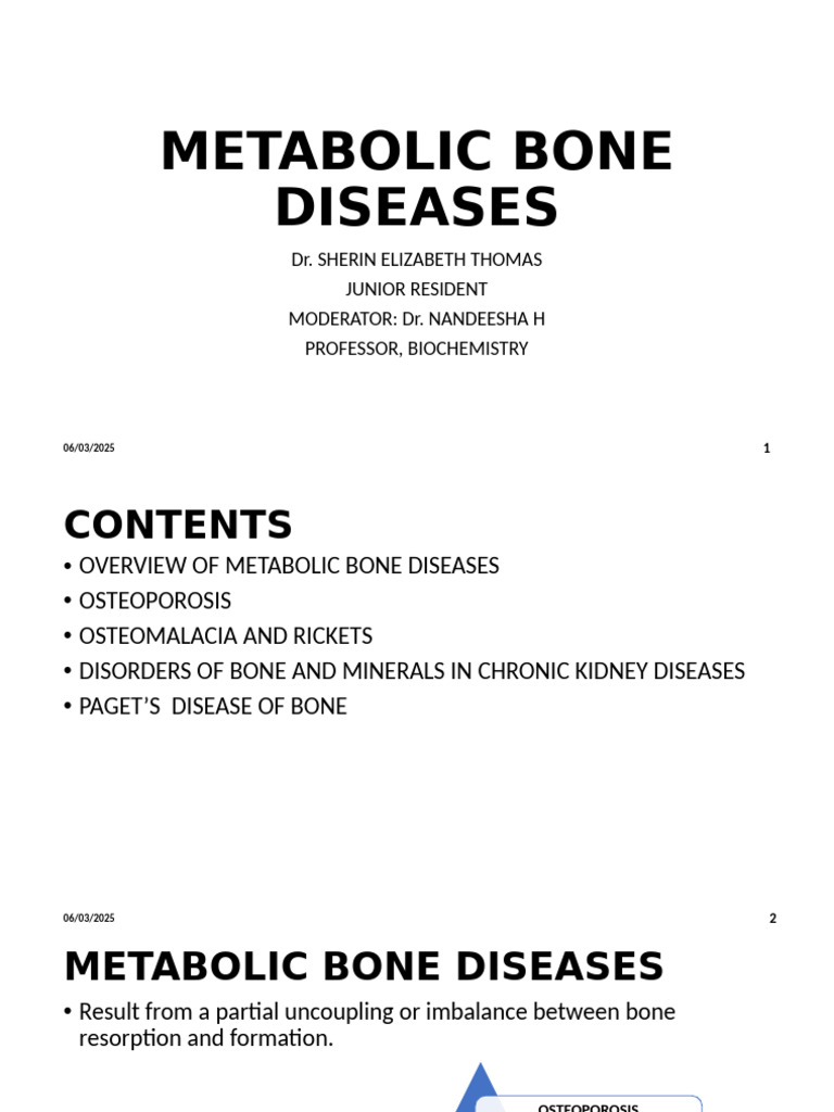 METABOLIC BONE DISEASES-Dr - SHERIN | PDF | Osteoporosis | Bone