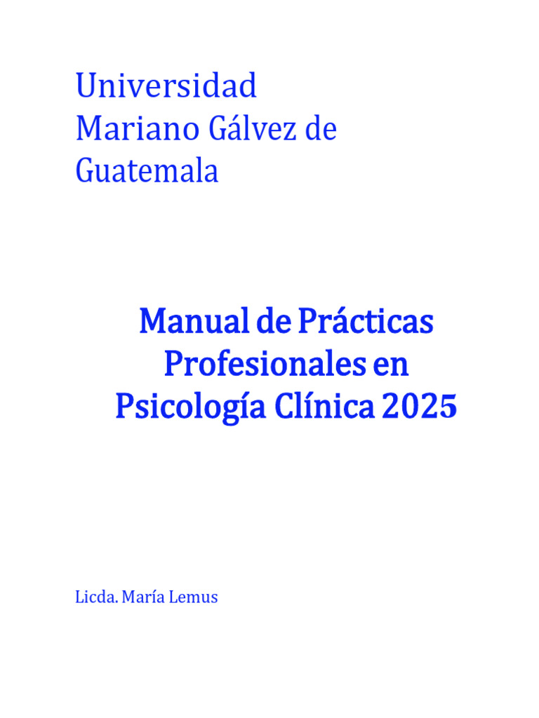 Manual Practicas 2025 - 1 | PDF | Sicología | Psicología clínica