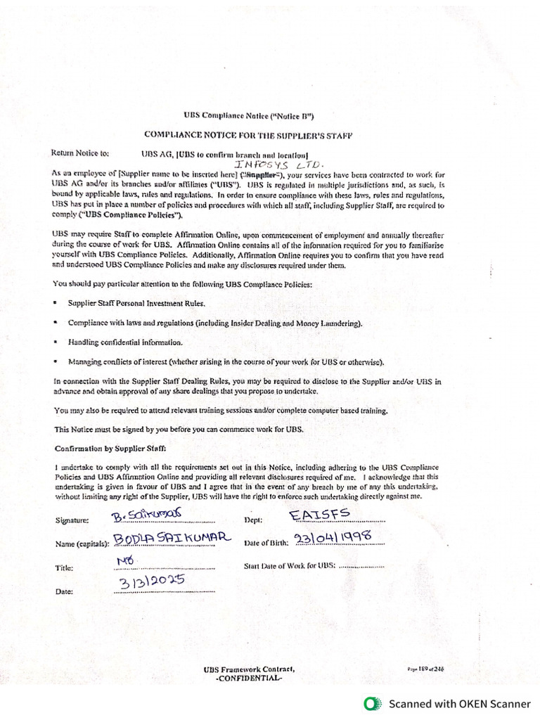 UBS Compliance | PDF