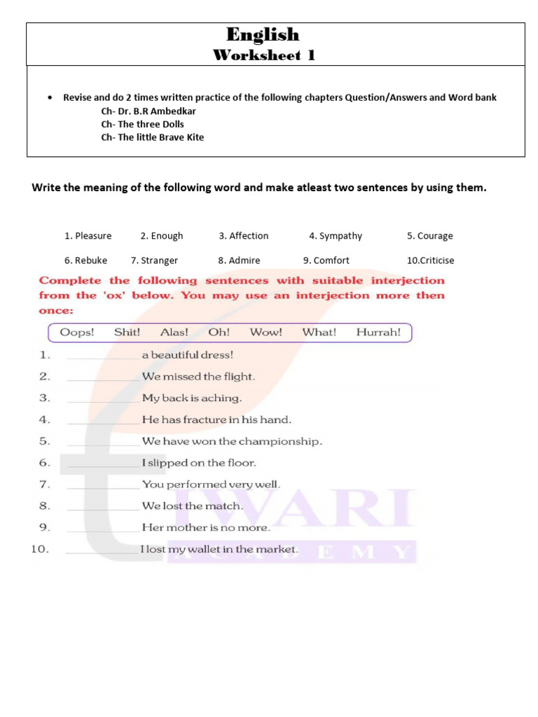 Class 4th Worksheet - 114337 | PDF