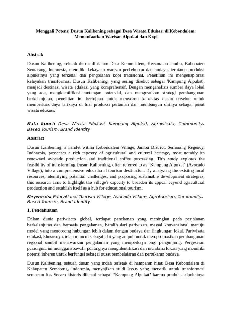 Menggali Potensi Dusun Kalibening Sebagai Desa Wisata Edukasi Di ...