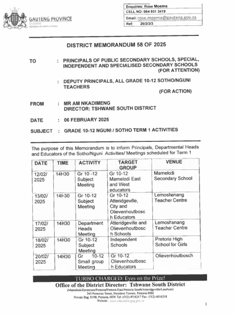 DM 58 OF 2025 GRADE 10-12 NGUNI-SOTHO TERM 1 ACTIVITIES | PDF