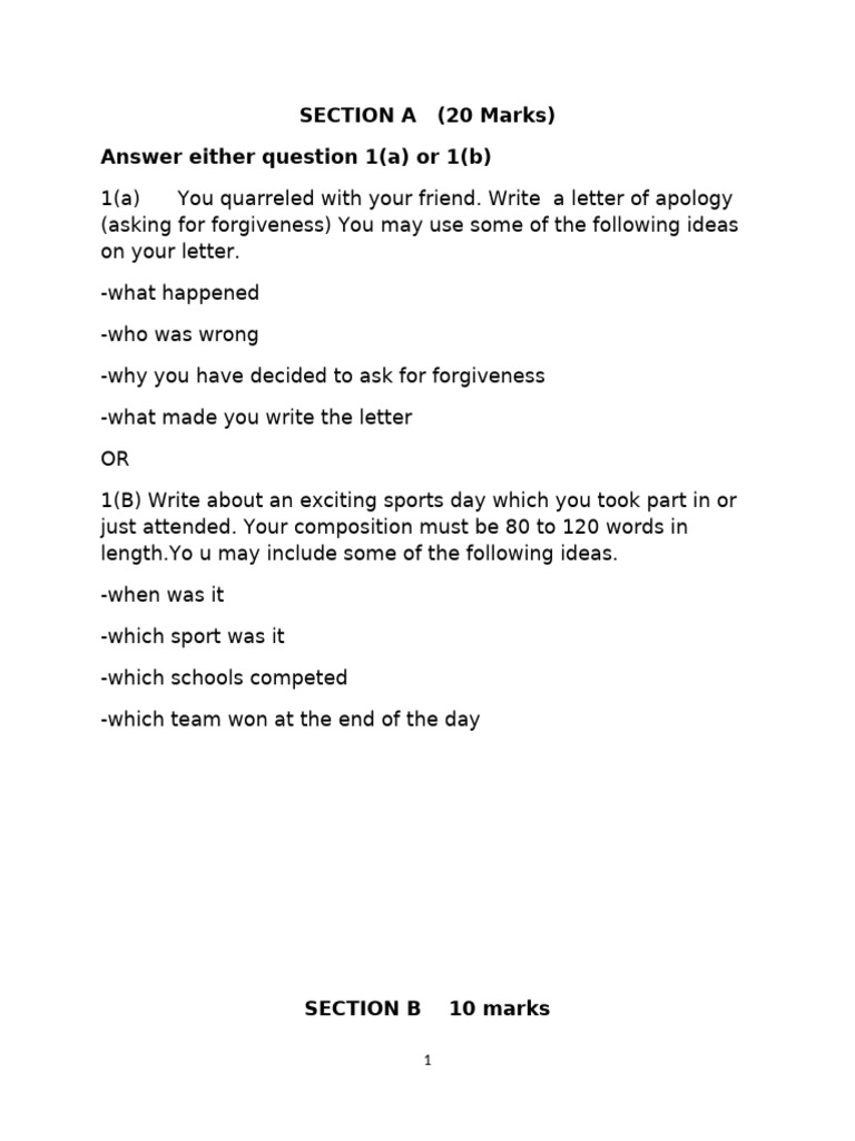 Grade 7 English Paper Two | PDF