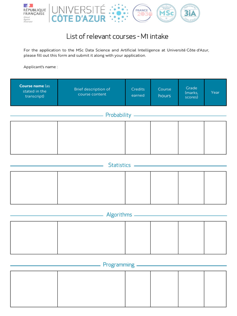 DSAI_Formulaire_Détail_des_pré-requis_e-Candidat_2025-26_M1 | PDF