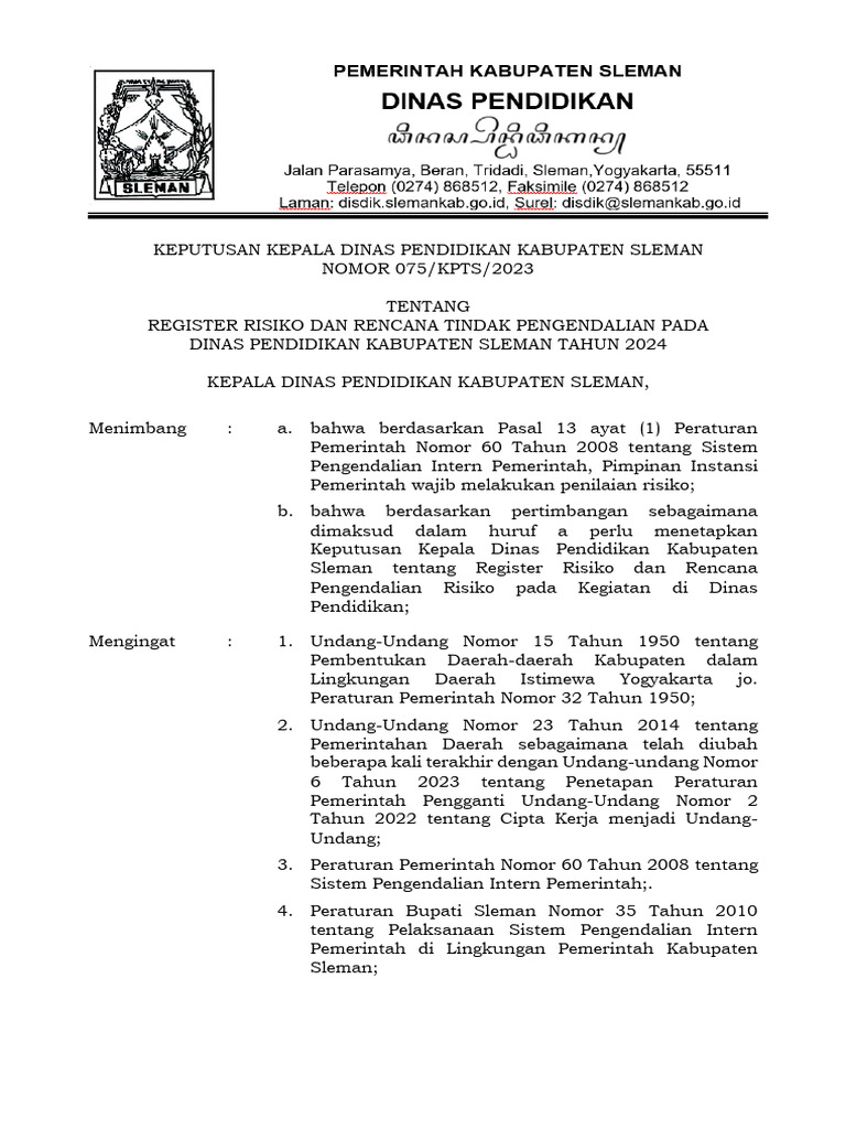 Contoh Risk Resiko | PDF