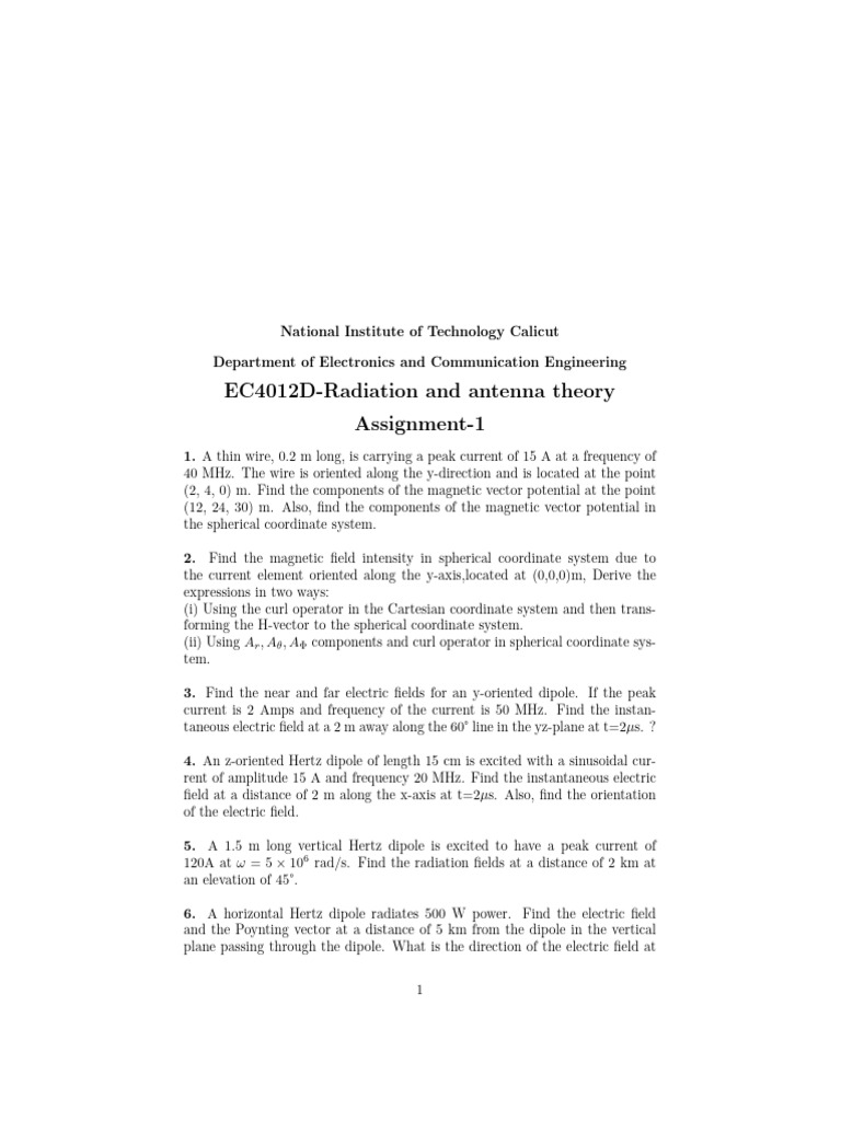 Radiation Course | PDF | Electromagnetic Radiation | Antenna (Radio)