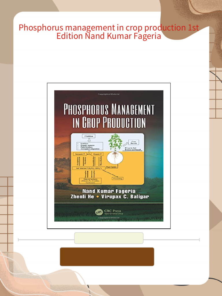 Phosphorus Management in Crop Production 1st Edition Nand Kumar Fageria ...