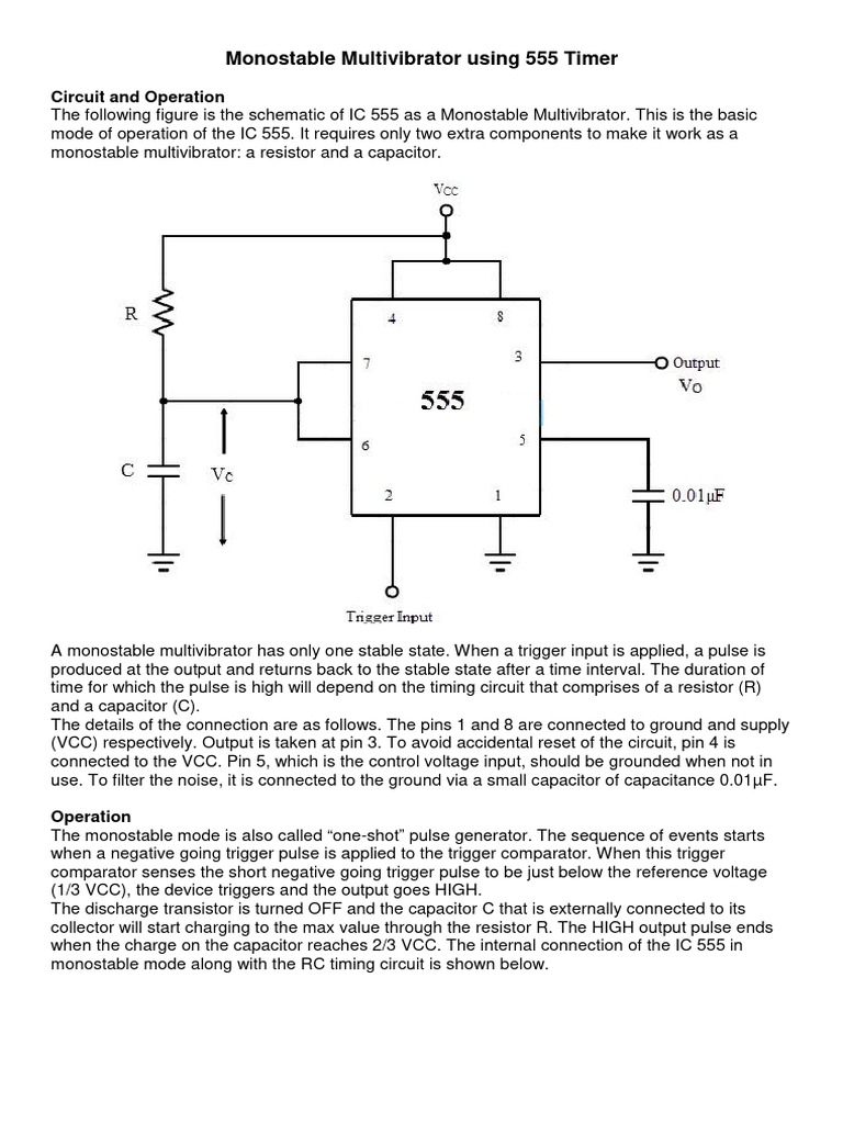 Unit VI - Monostable Multivibrator Using IC LM555 | PDF | Electrical ...