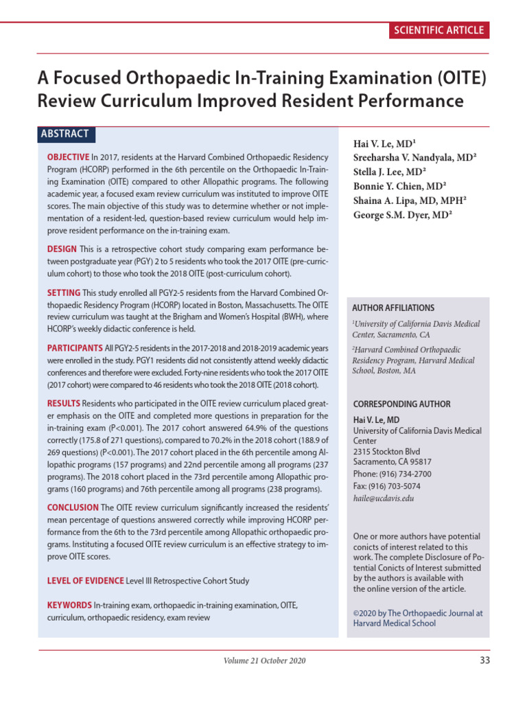 A Focused Orthopaedic In-Training Examination (OITE) | PDF ...