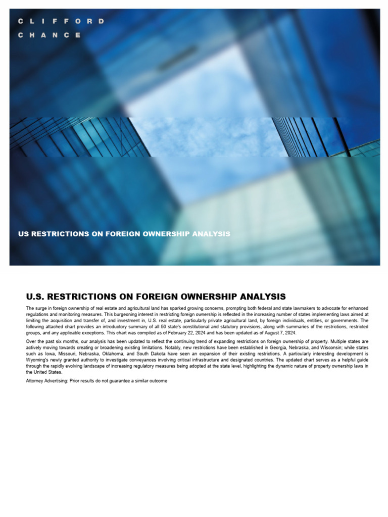 US Restrictions On Foreign Ownership Analysis | PDF | Ownership | Property