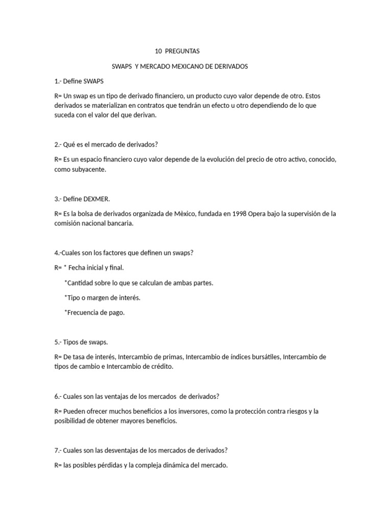 Swaps y Mercado de Derivados en México | PDF