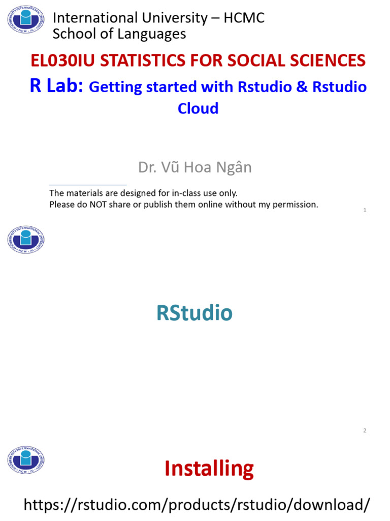 MA030IU Statistics - R Lab - Getting Started With R & R Cloud - v.2.0 | PDF