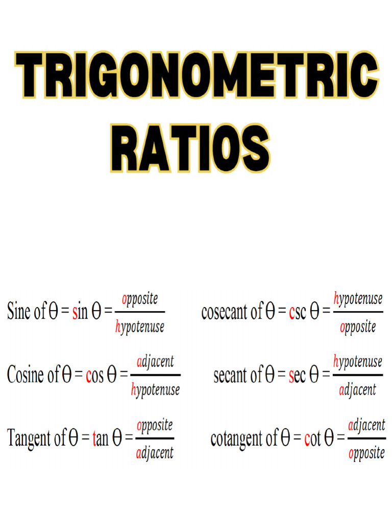 Six Trigonometric Ratios Photo | PDF