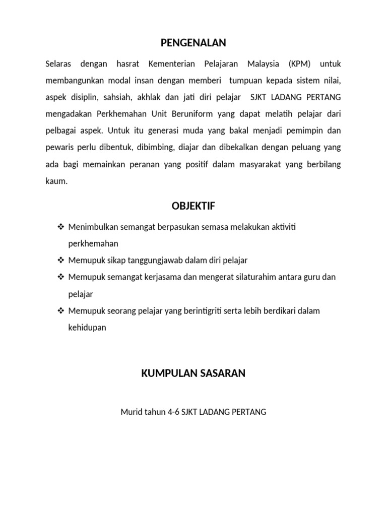 Perkhemahan Beruniform SJKT Ladang Pertang | PDF