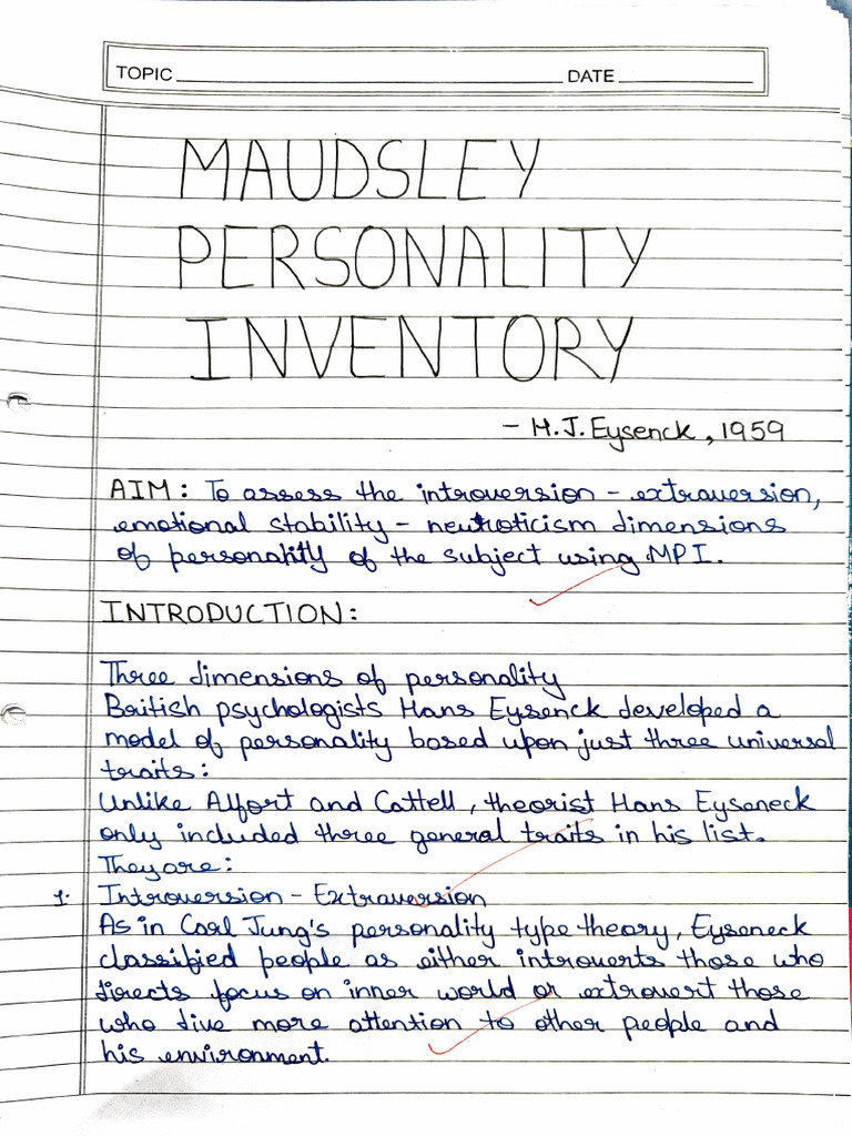 Psychology Practical MPI and SCAT | PDF