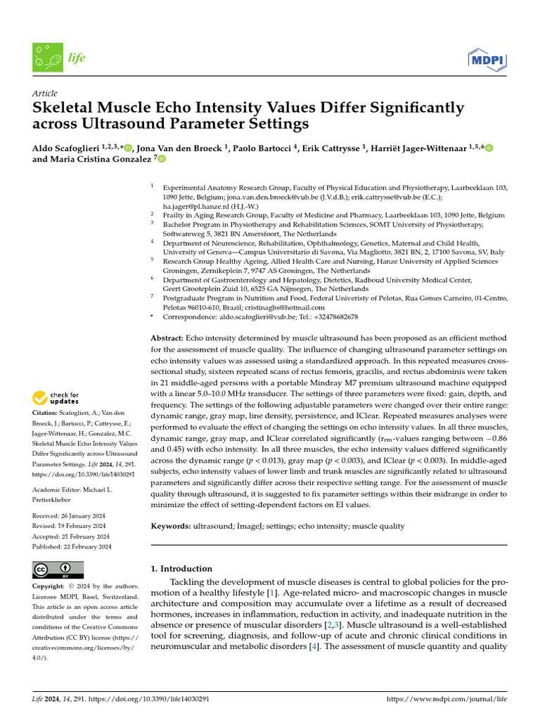 Skeletal Muscle Echo Intensity Values Differ Significantly | PDF ...