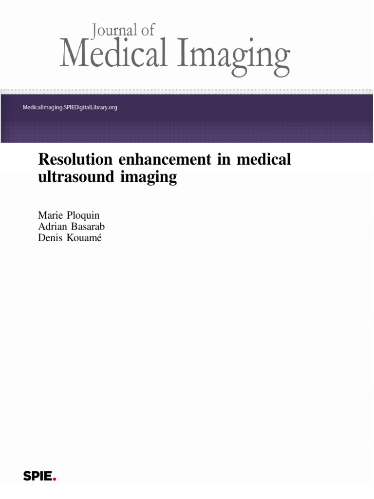 Resolution enhancement in medical ultrasound imaging | PDF | Spectral ...