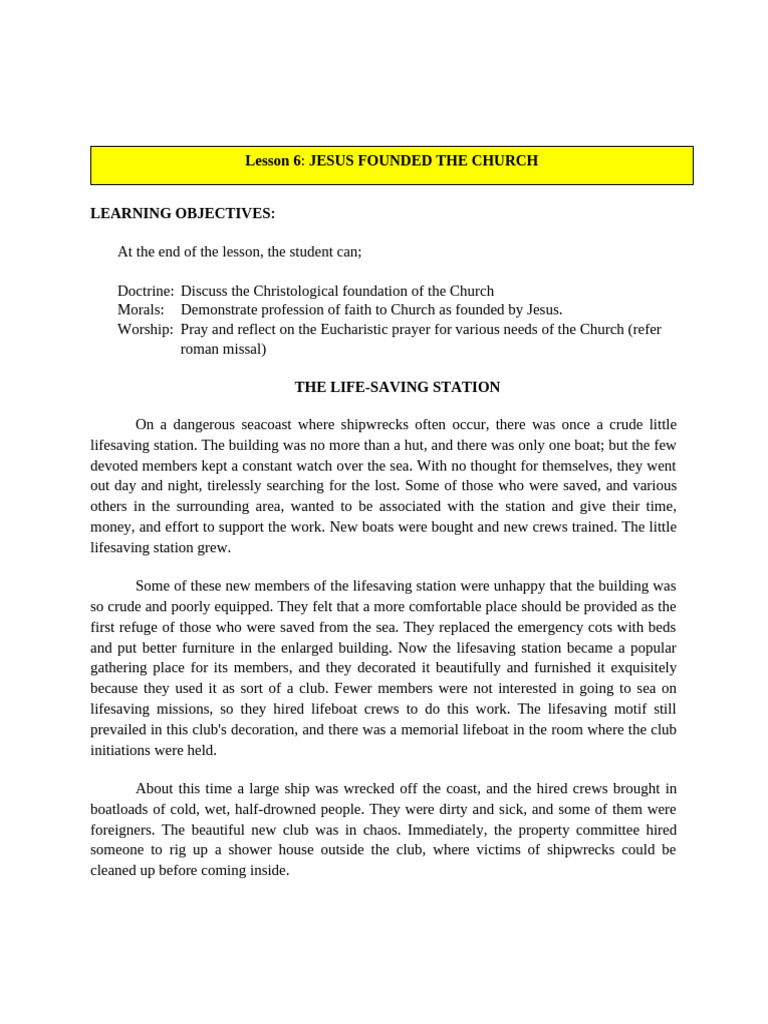 Christ's Foundation of the Church Explained | PDF | Jesus | Catholic Church