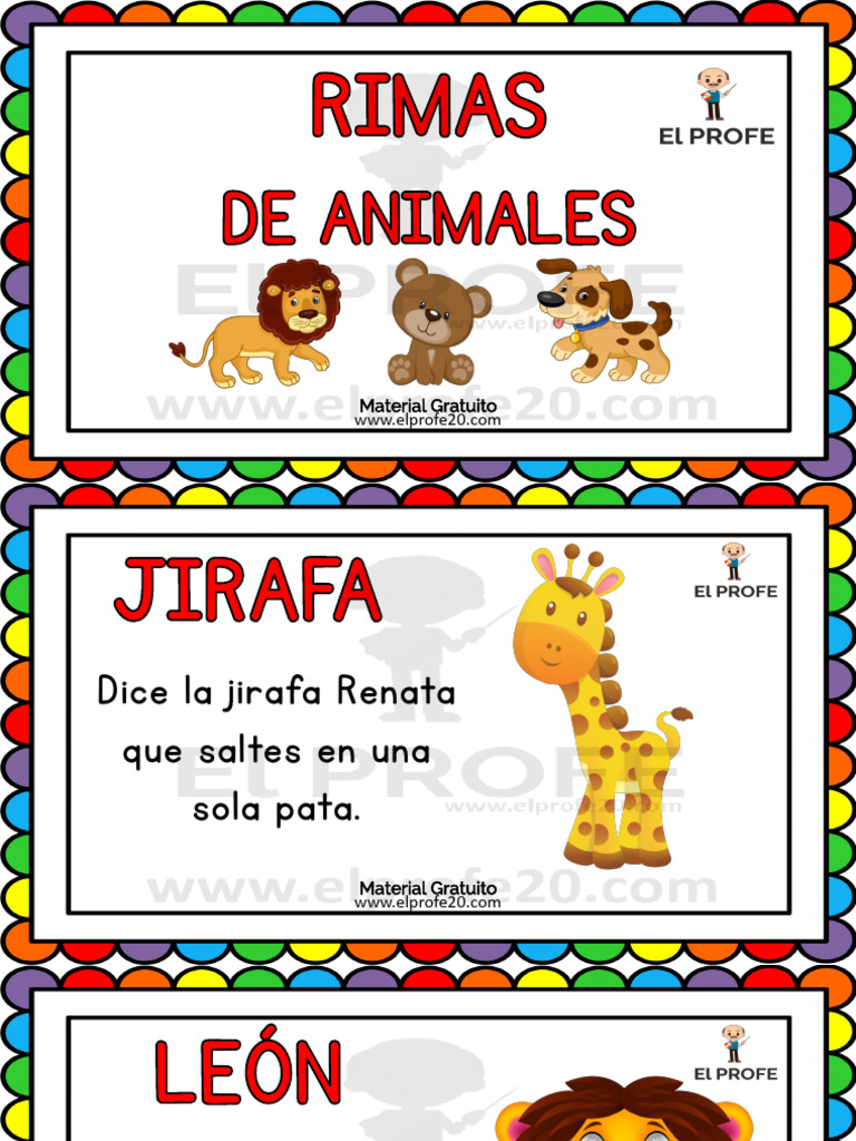 Rimas de Animales para Niños Gratis Elprofe20 | PDF