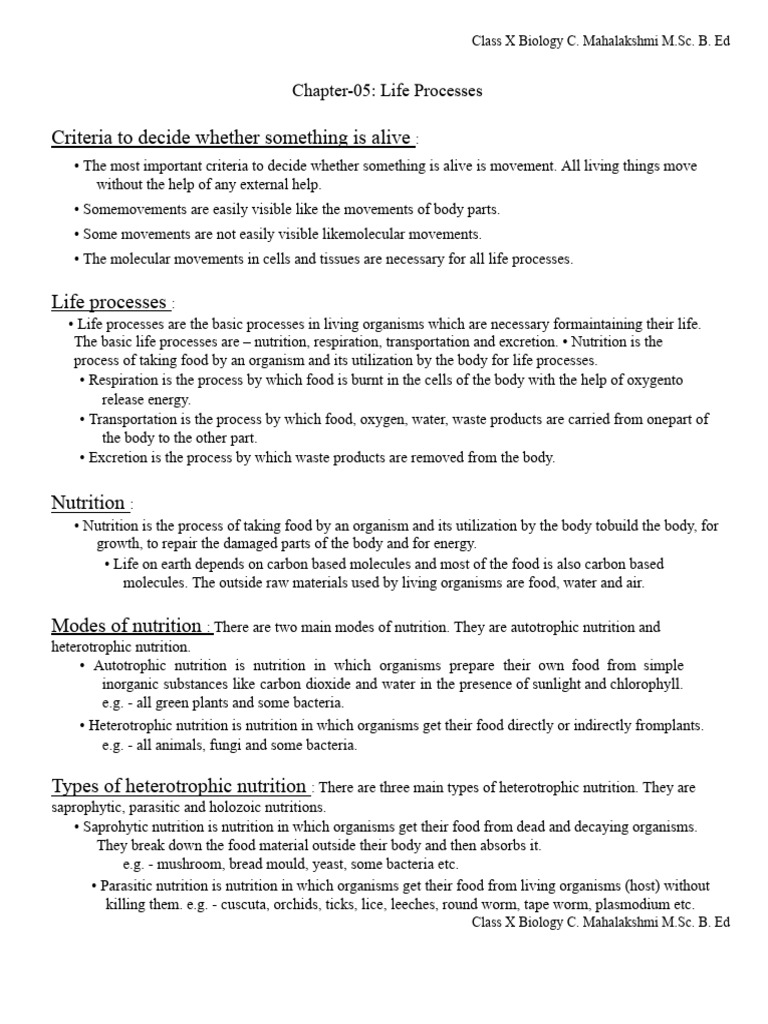 X-Class Notes- Life Processes | PDF | Circulatory System | Heart