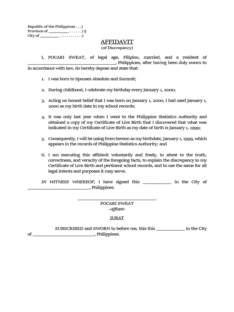 Affidavit of Discrepancy | PDF