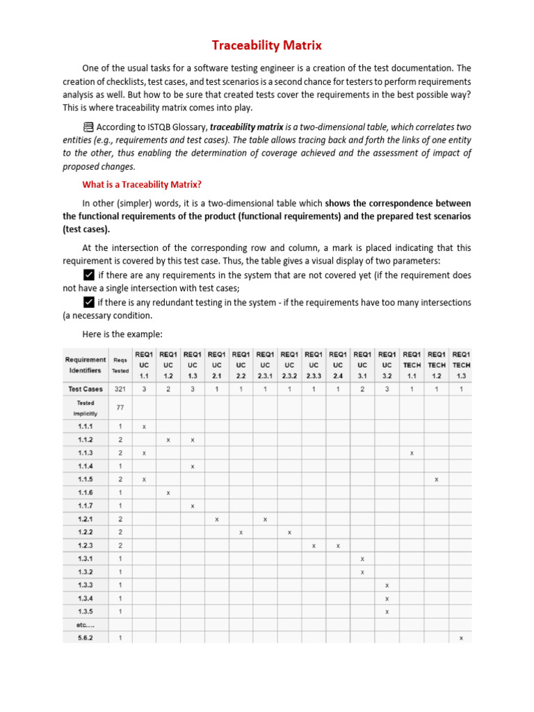 Traceability Matrix | PDF | Matrix (Mathematics) | Software Testing