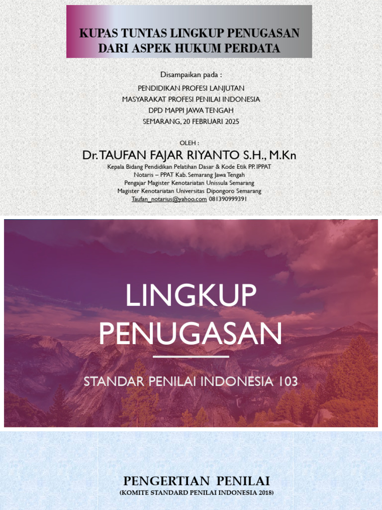 Kupas Tuntas Lingkup Penugasan dari Aspek Hukum Perdata - Taufan Fajar Riyanto | PDF