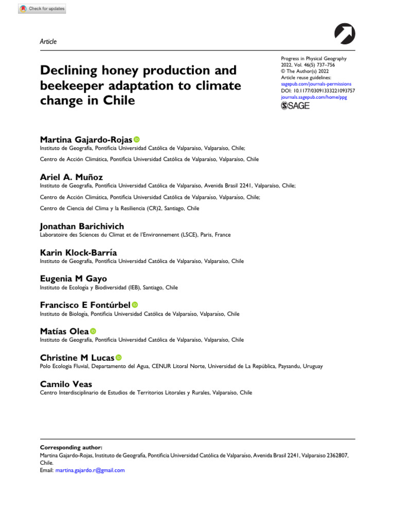 Declining Honey Production and Beekeeper Adaptation To Climate Change ...
