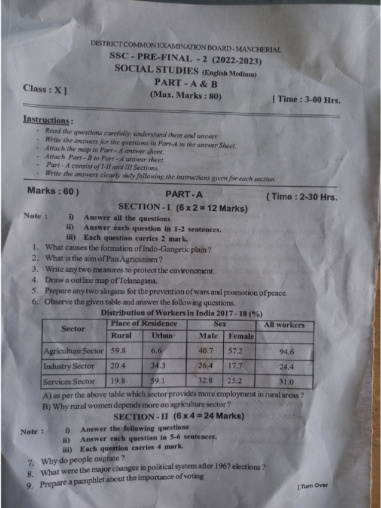 Mancherial district pre final paper | PDF