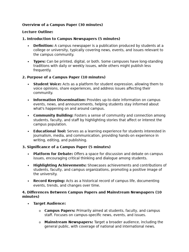 Overview of a Campus Paper and Parts of Campus Journalism | PDF ...