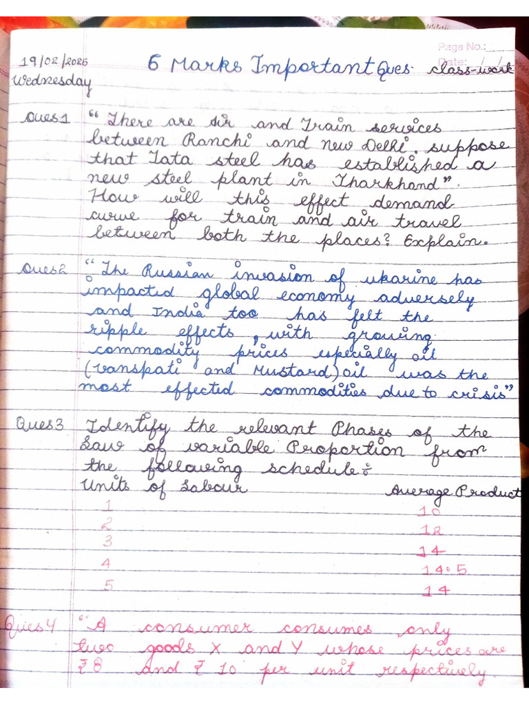 Economics 6 Mark Important Questions | PDF