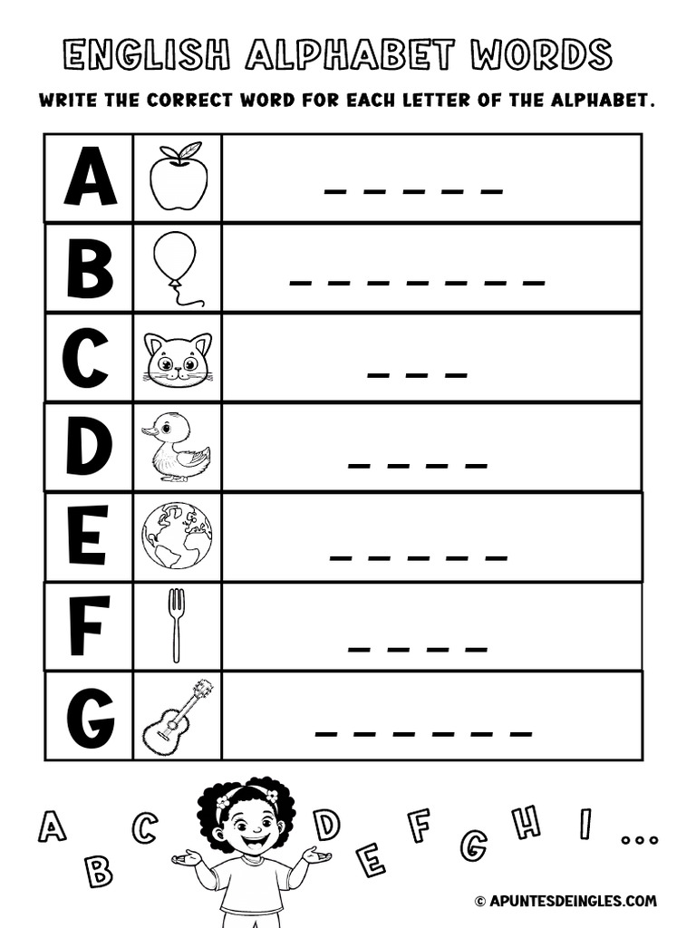 English Alphabet Words 1 | PDF