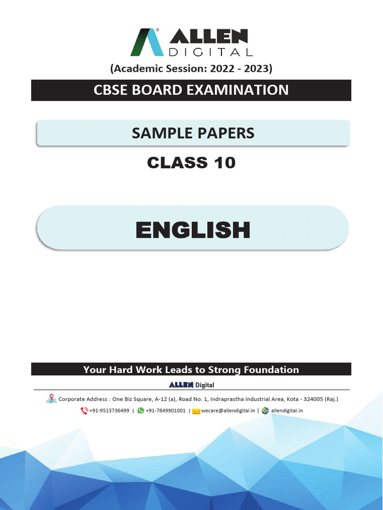 English Sample Paper Final | PDF