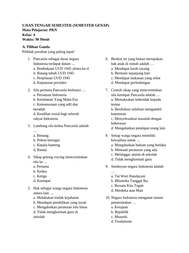 PKN Kel 4 Ujian Tengah Semester | PDF