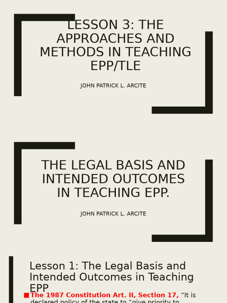 Lesson 3 The Approaches and Methods in Teaching EPPTLE | PDF | Learning | Constructivism ...