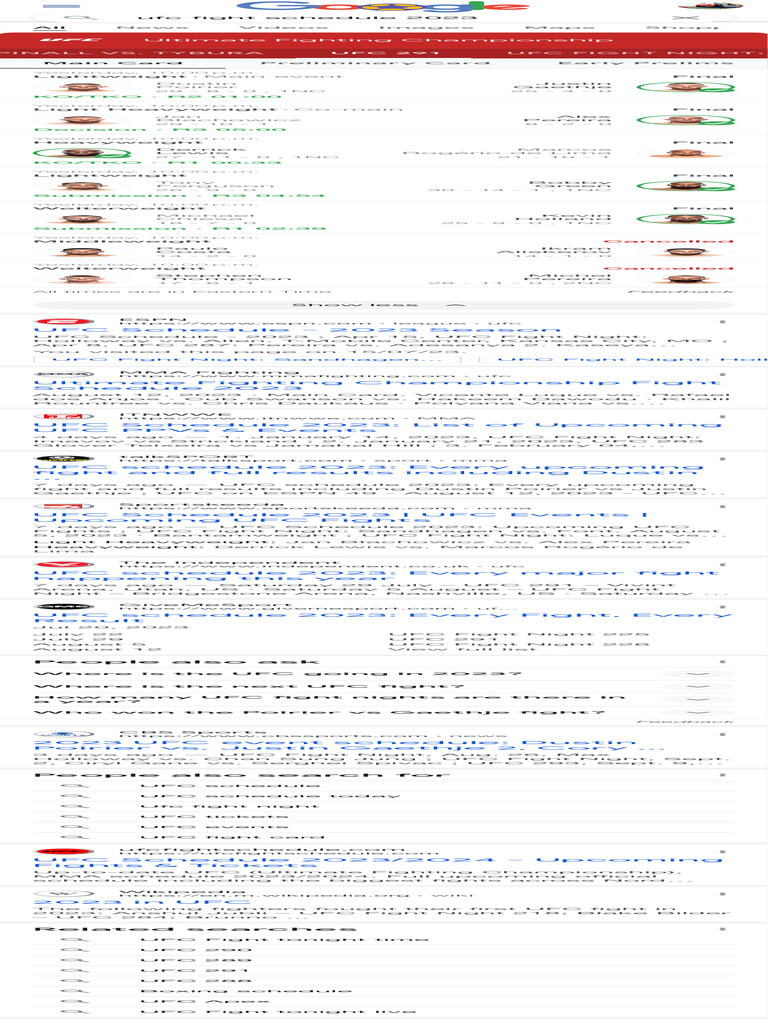 Ufc Fight Schedule 2023 - Google Search | PDF | Ultimate Fighting ...