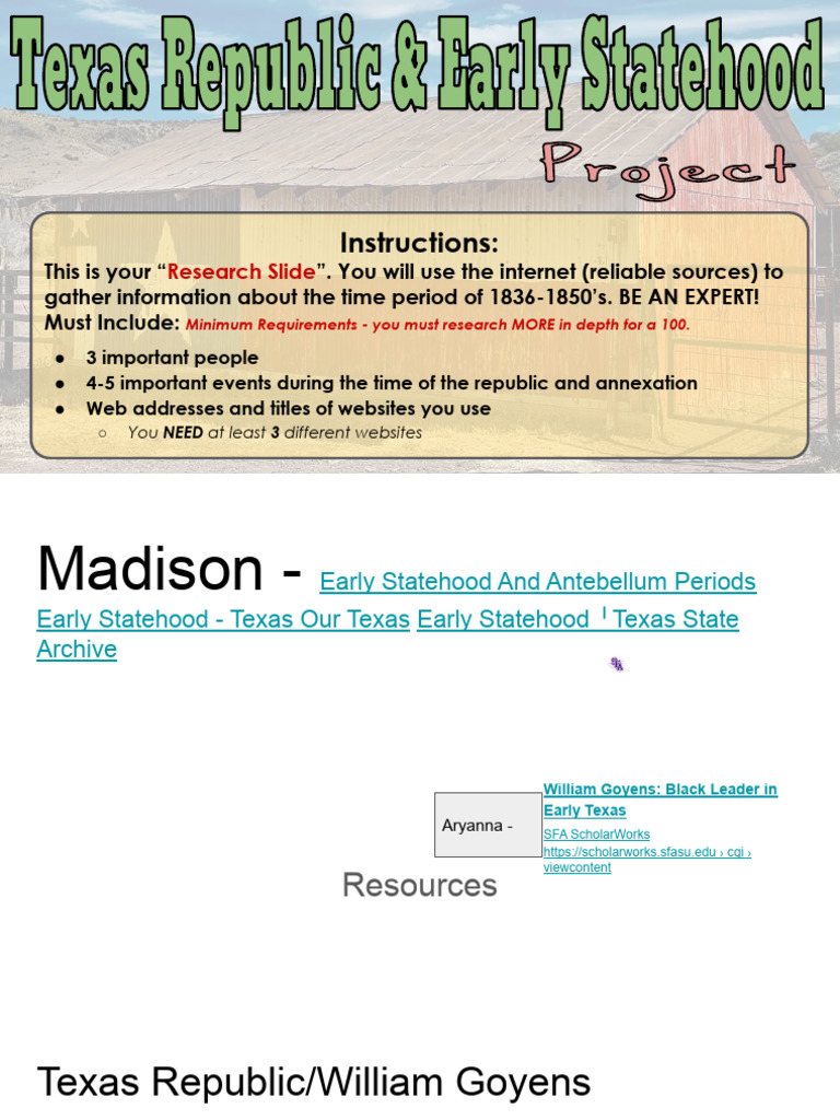 Texas Early Statehood Overview | PDF | Mexican–American War | The ...