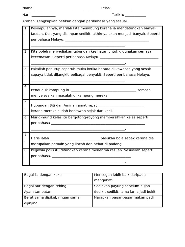 Latihan Peribahasa | PDF