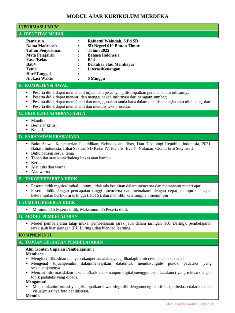 BAB 5 - MA B Indo Kls 4a (Datadikdasmen.com) | PDF