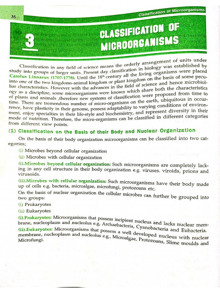 Micro Classification of Micro Organisms | PDF