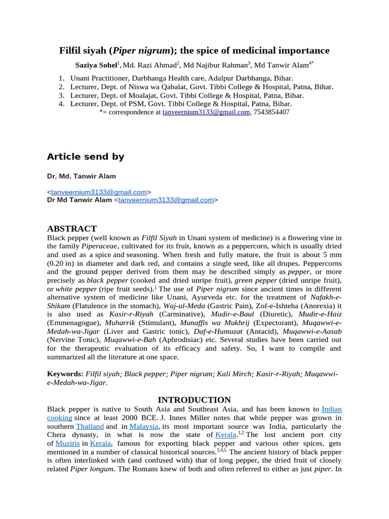 Filfil Siyah: Benefits and Uses | PDF | Black Pepper | Bacteria