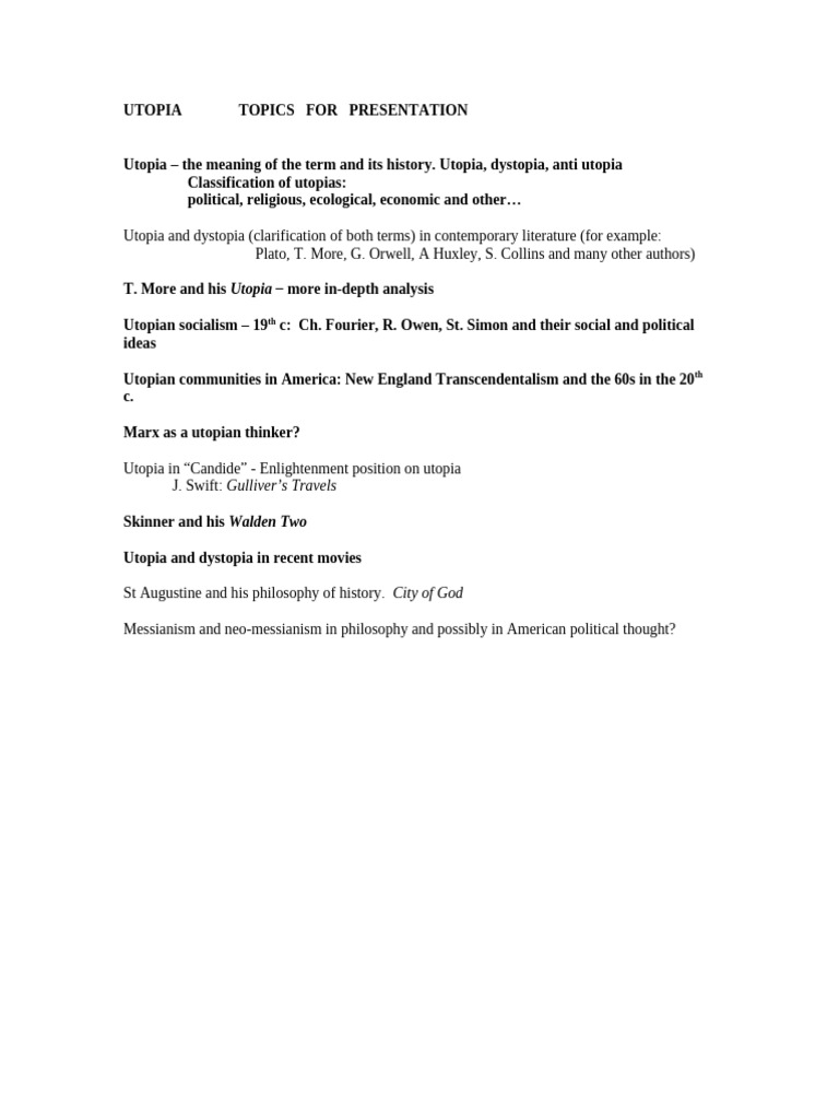 Utopia Topics | PDF