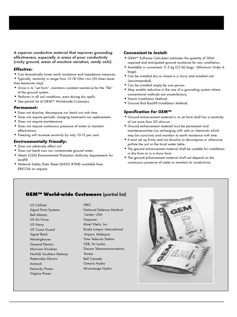 Ground Enhancement Material | PDF | Soil | Electrical Resistivity And ...