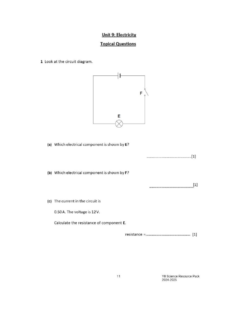 Unit 9 Resource Pack Answer Key | PDF