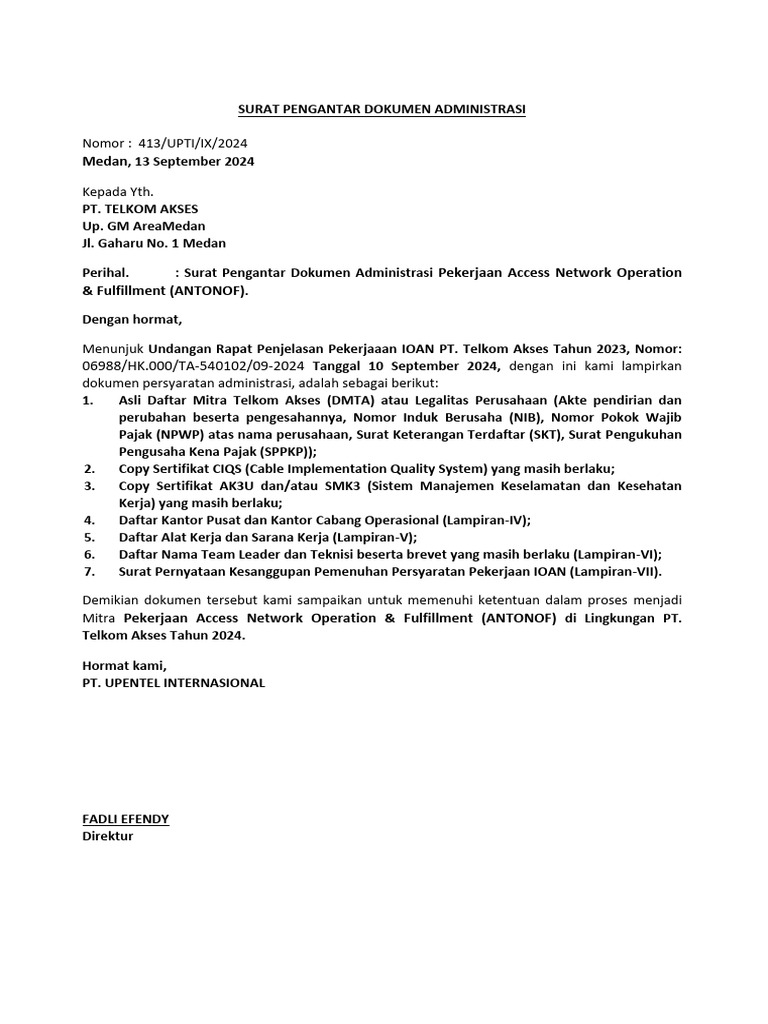 Lampiran 6.a - Draft Lampiran Administrasi Mitra 2024 | PDF