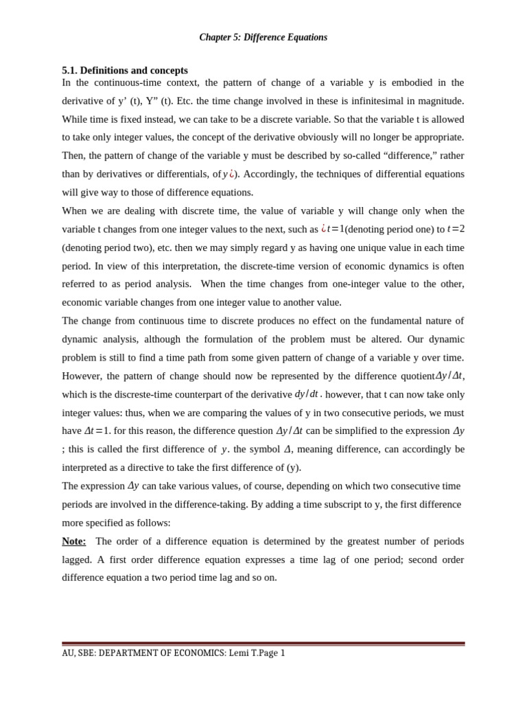 Solutions to Difference Equations | PDF | Discrete Time And Continuous ...