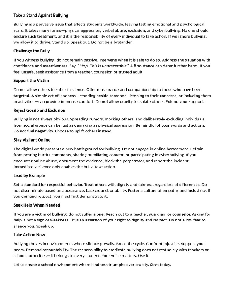 Stand Up Against School Bullying | PDF | Bullying | Cyberbullying