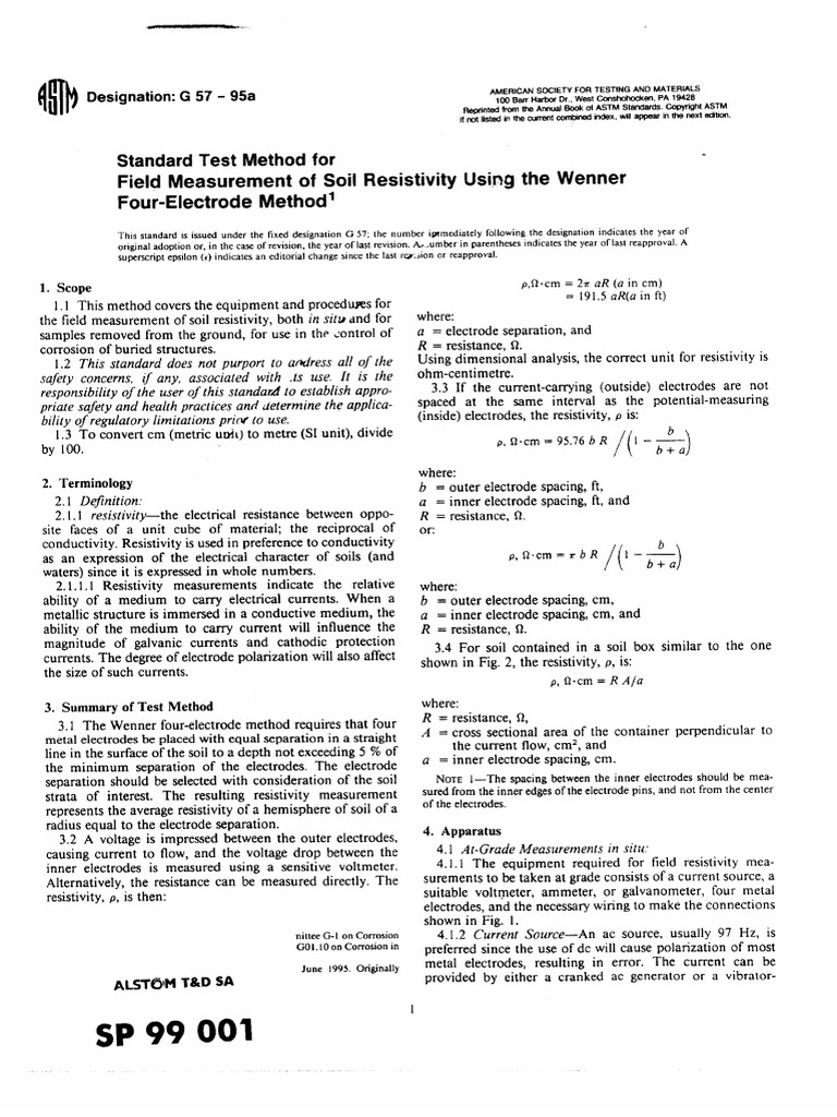 Resistivity Test-Astm-G57-95 | PDF