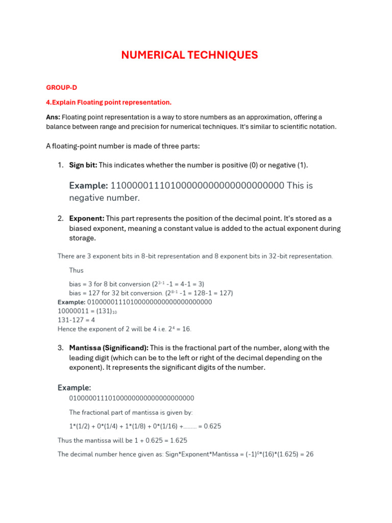 Floating Point Representation & Errors | PDF | Elementary Mathematics ...